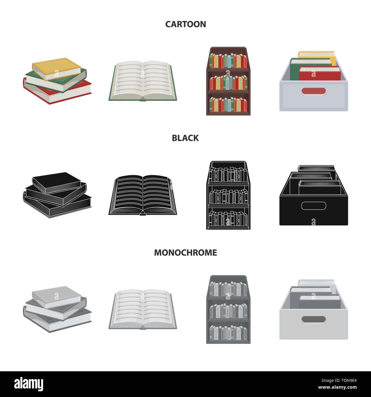 Vector illustration of library and textbook symbol. Collection of ...
