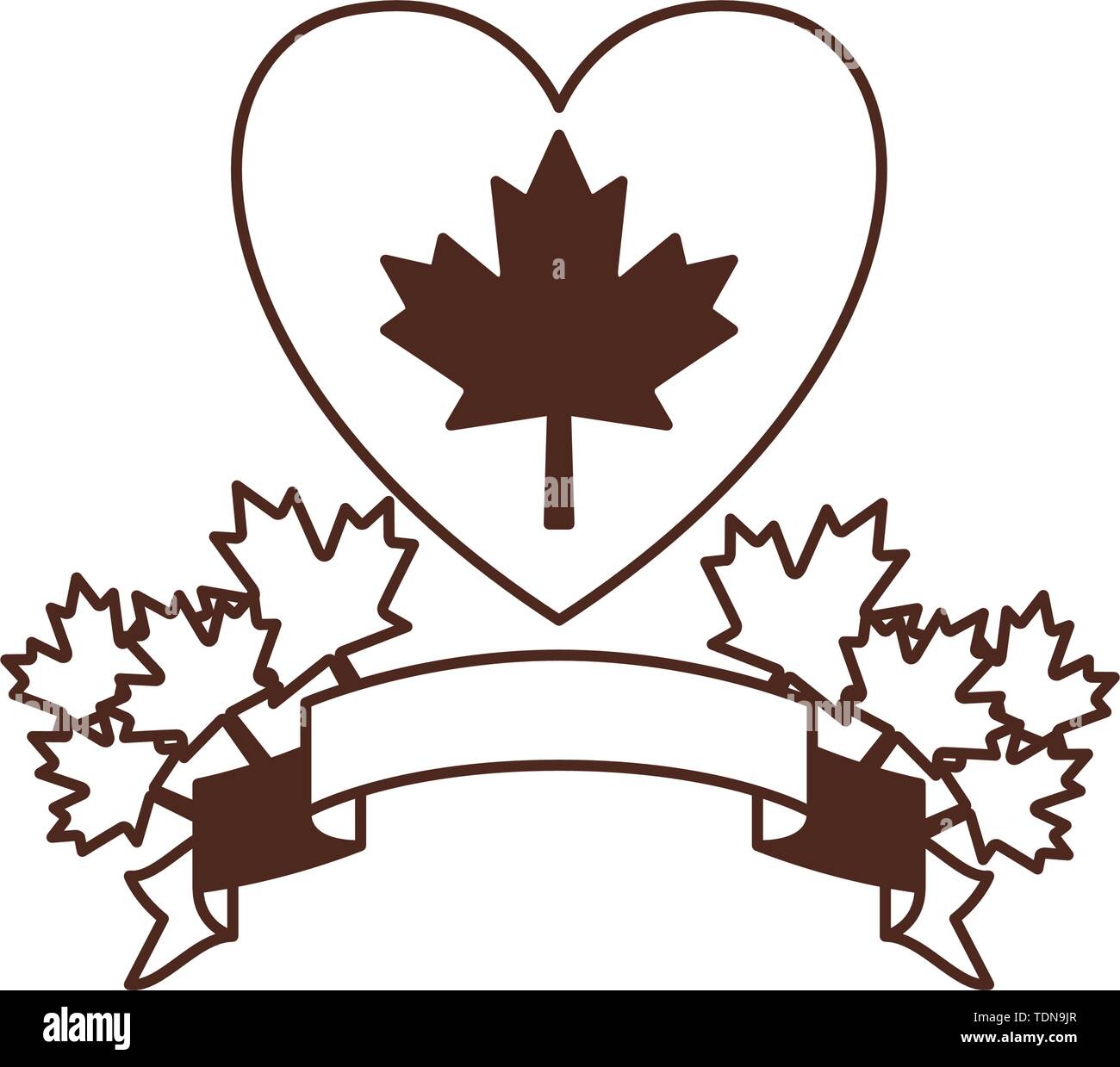 Maple leaf ribbon heart and Canada design Stock Vector Image & Art - Alamy