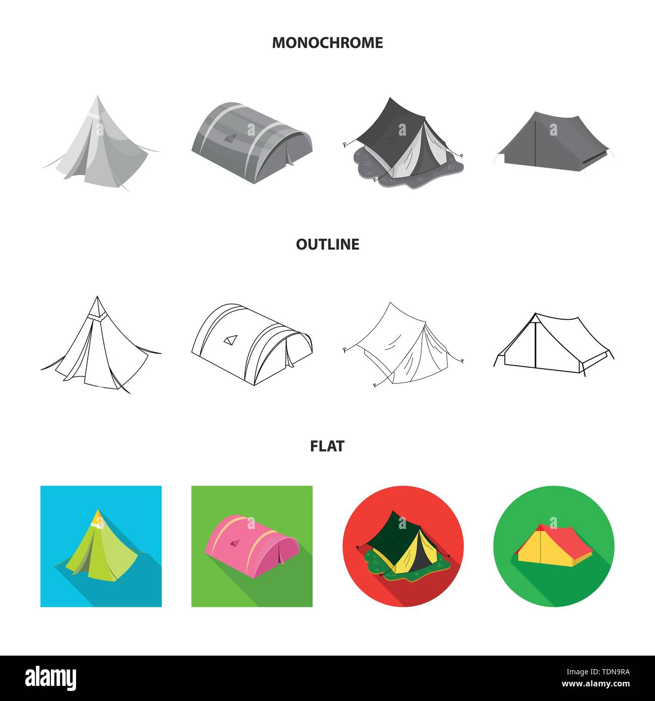 Isolated object of tent and camp symbol. Set of tent and forest stock ...