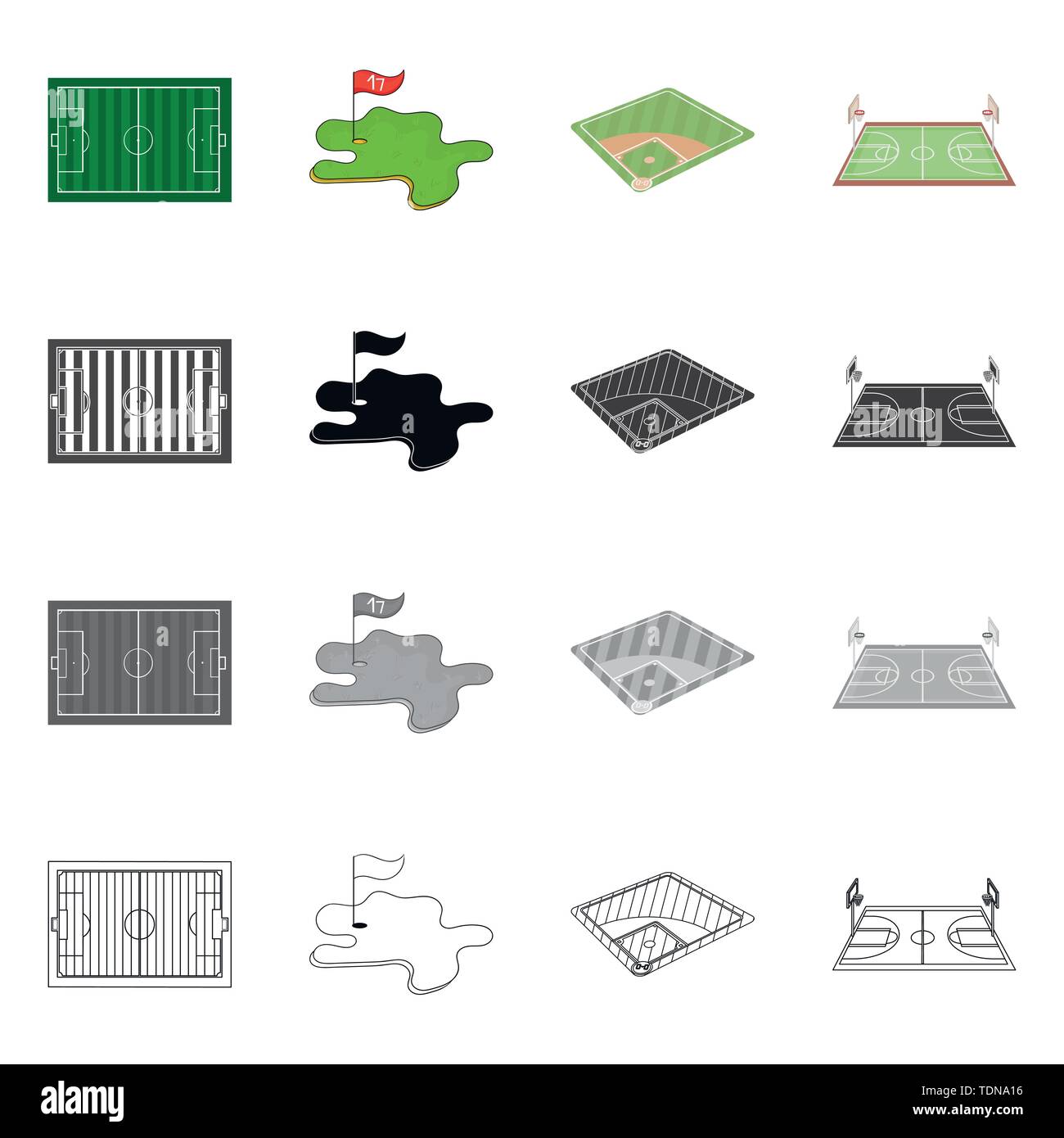 Isolated object of field and sport icon. Set of field and game stock ...