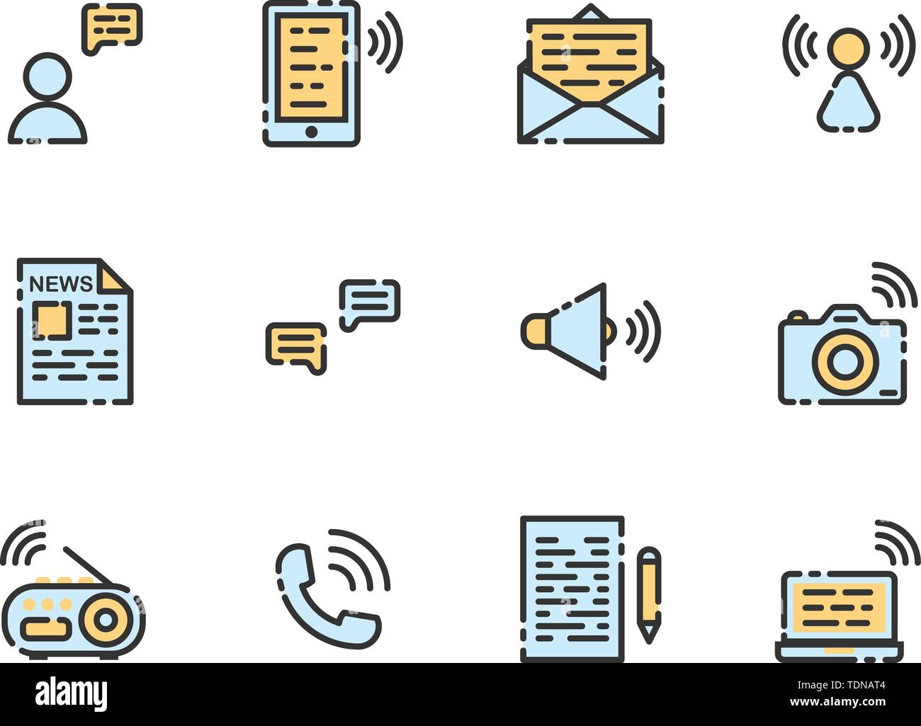 Communication filled outline icon set Stock Vector Image & Art - Alamy
