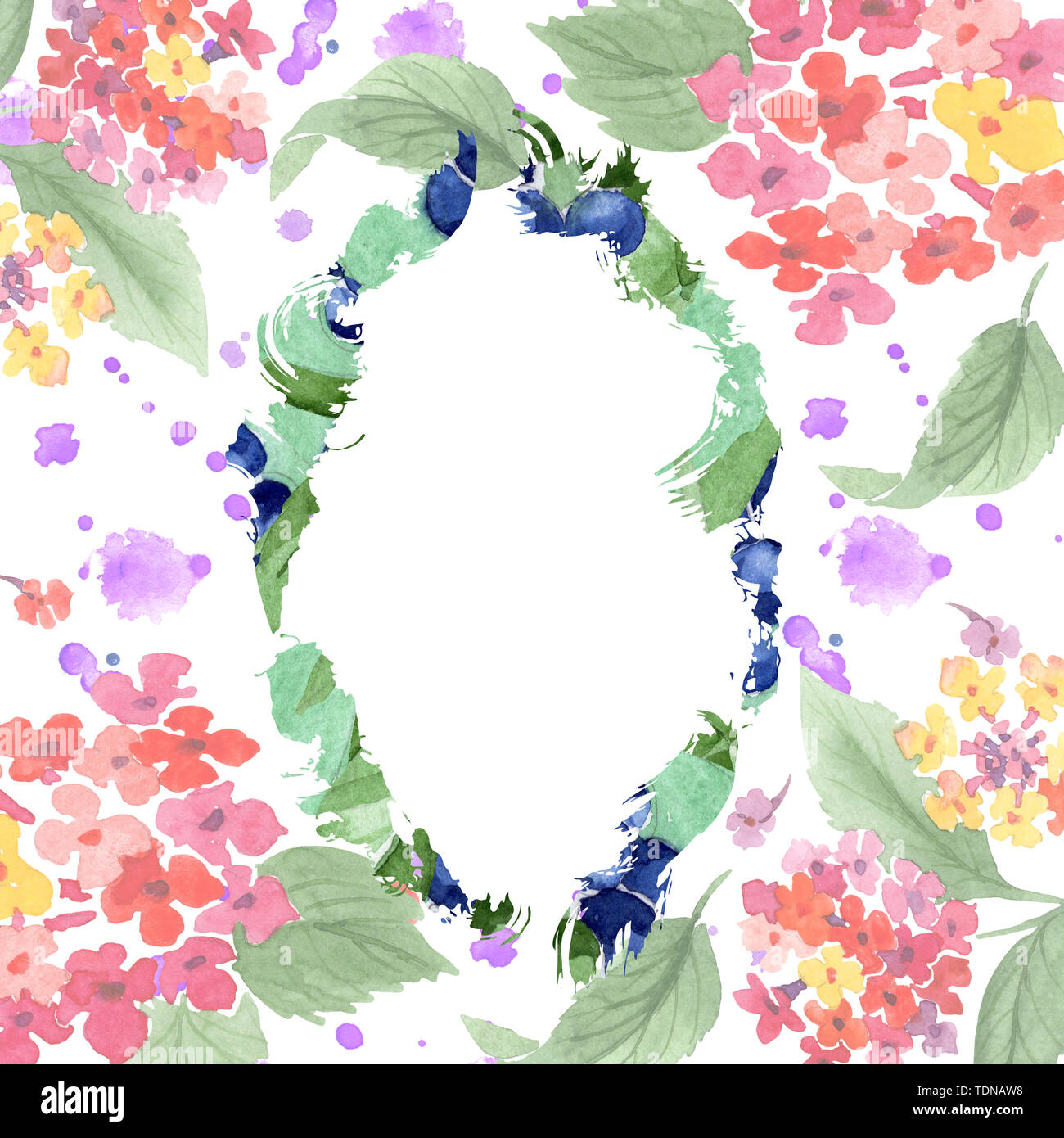 Red lantana floral botanical flowers. Wild spring leaf wildflower ...