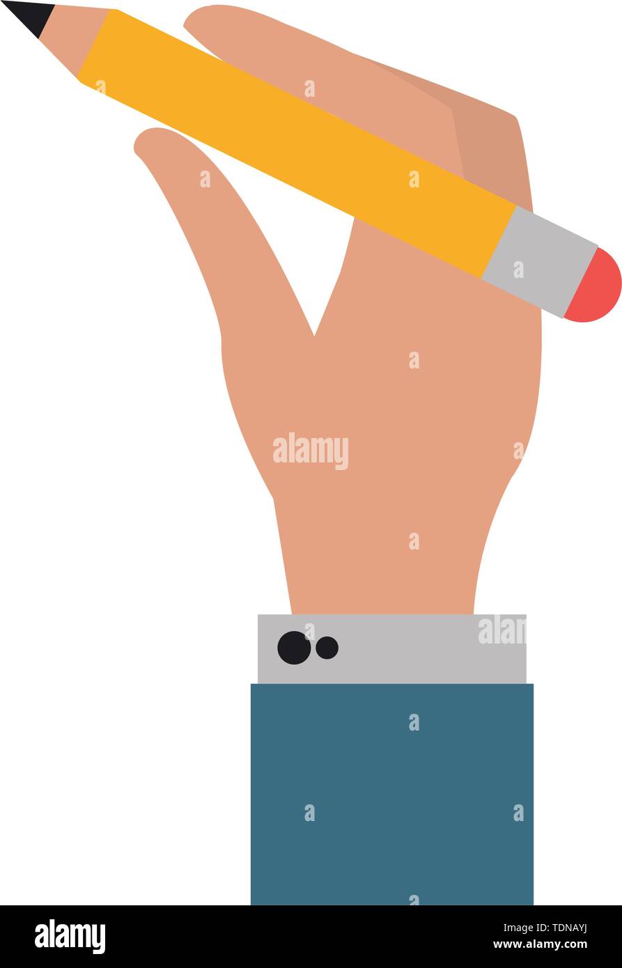 Businessman hand holding pencil cartoon Stock Vector Image & Art - Alamy