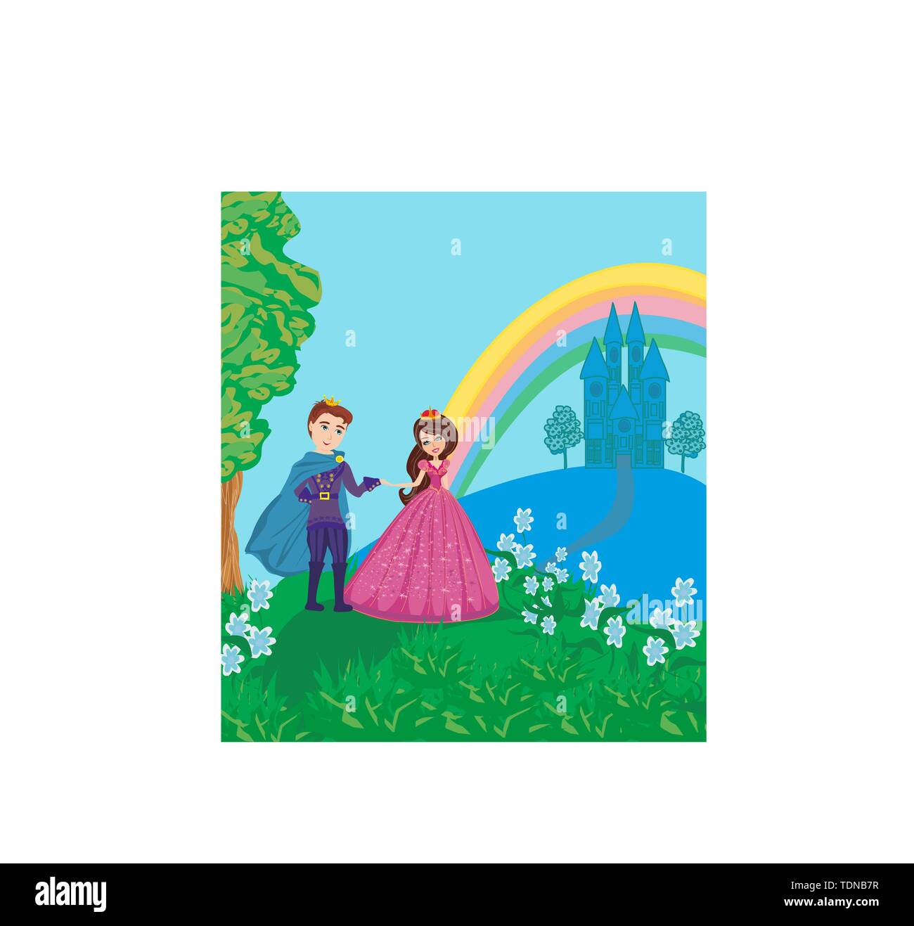 Rainbow in beautiful landscape Stock Vector Images - Alamy