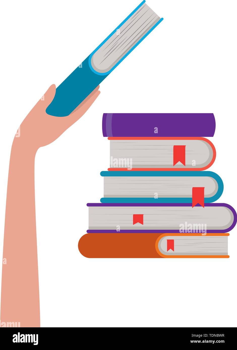 Isolated books and hand design Stock Vector Image & Art - Alamy