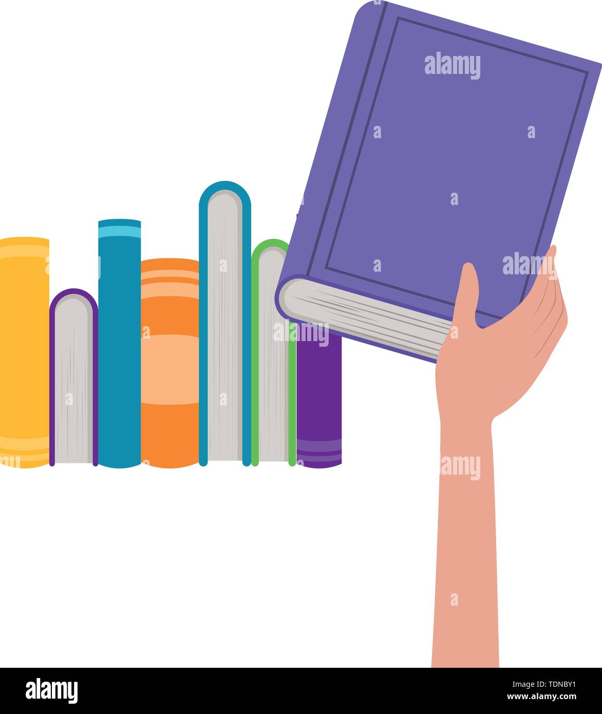 Isolated books and hand design Stock Vector Image & Art - Alamy