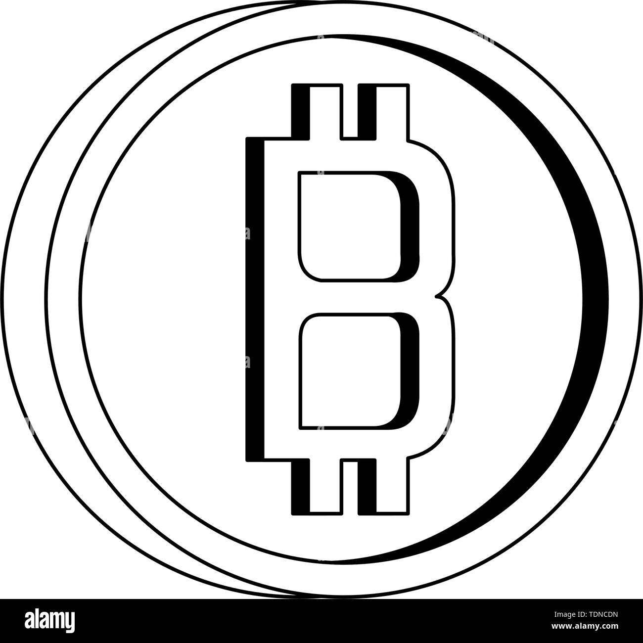Bitcoin cryptocurrency digital money symbols in black and white Stock ...