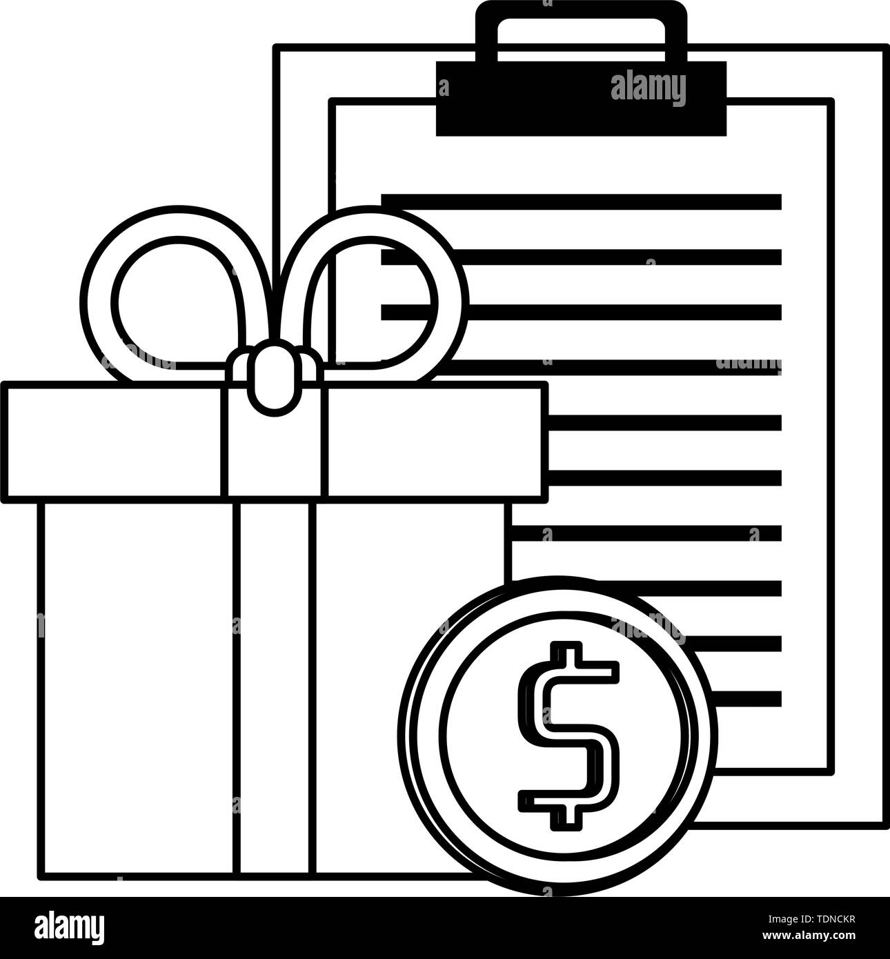 Shopping sales and marketing symbols in black and white Stock Vector ...