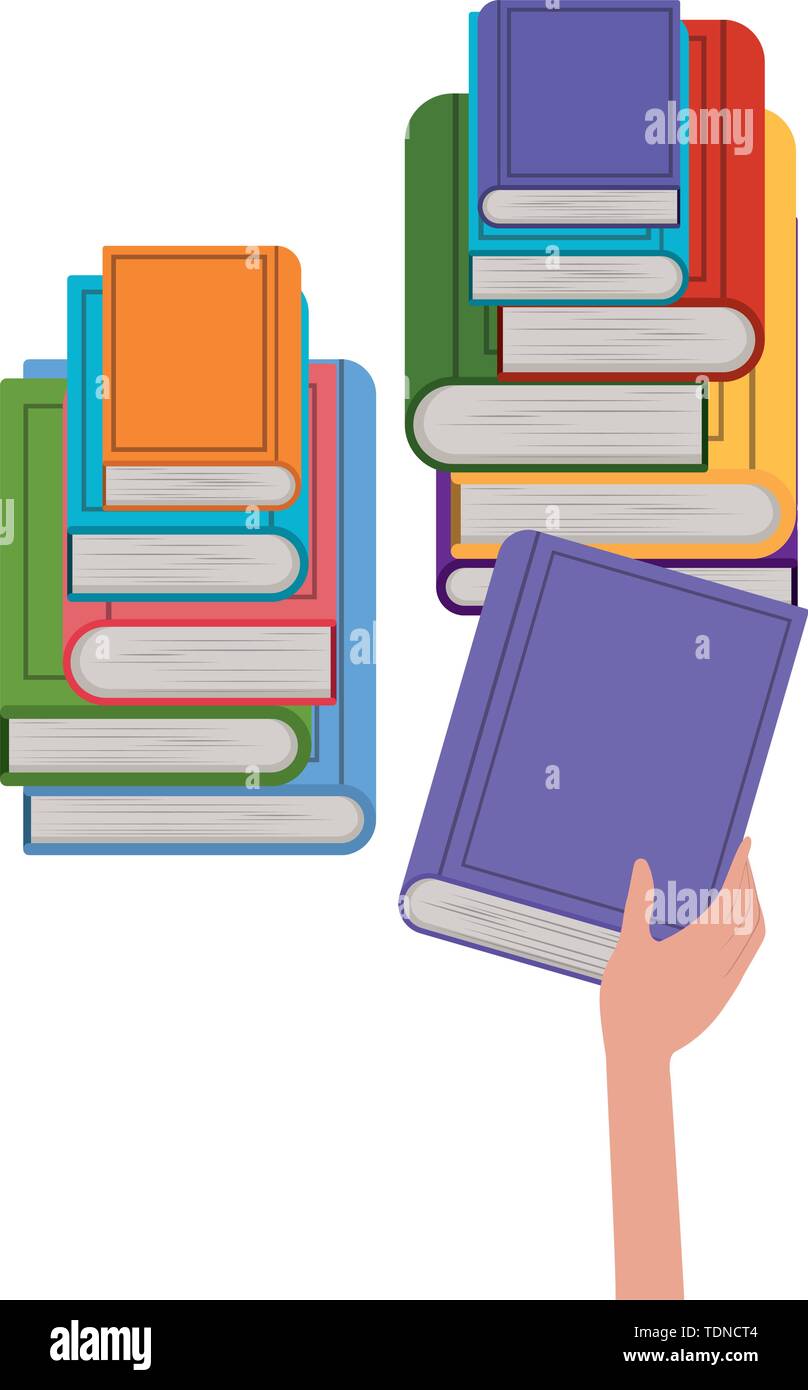 Isolated books and hand design Stock Vector Image & Art - Alamy