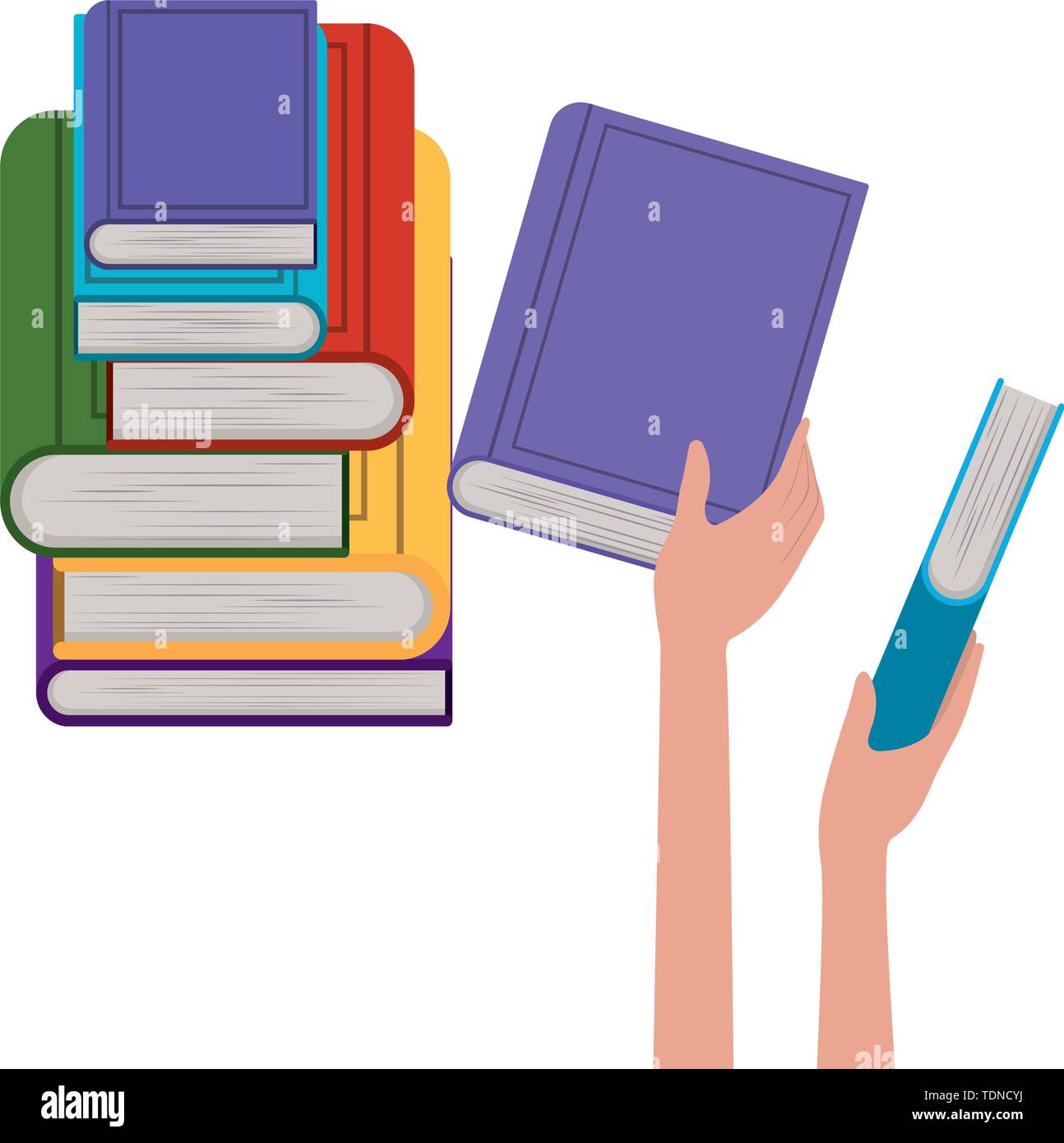 Isolated books and hand design Stock Vector Image & Art - Alamy