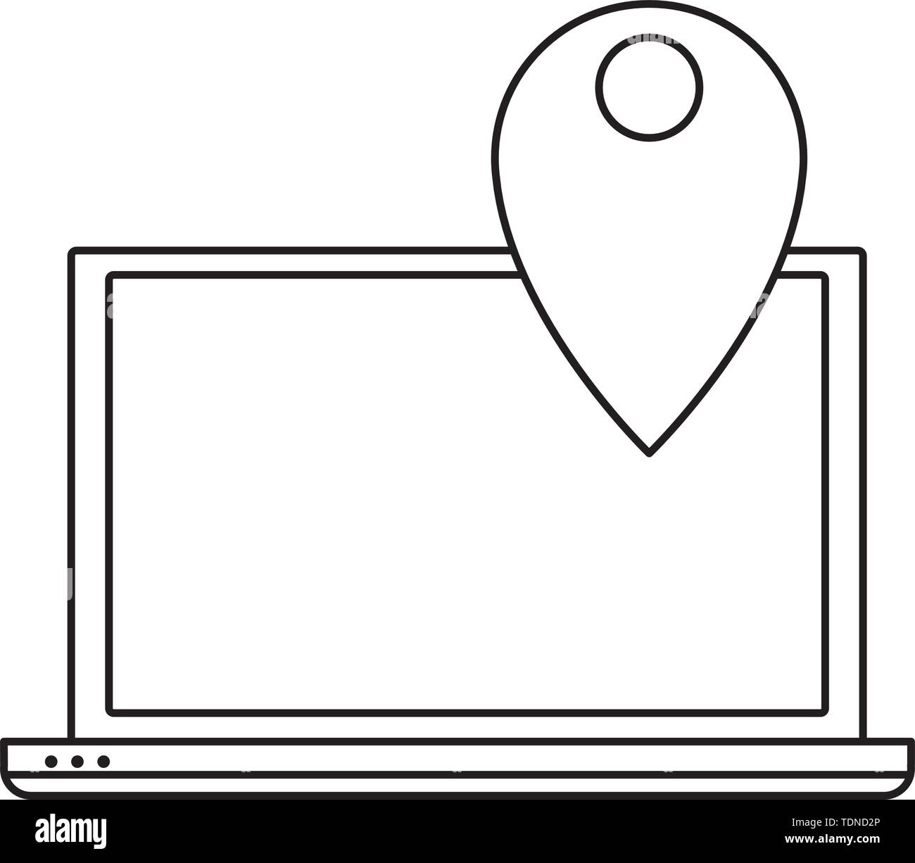 computer screen techonology icon cartoon in black and white Stock ...