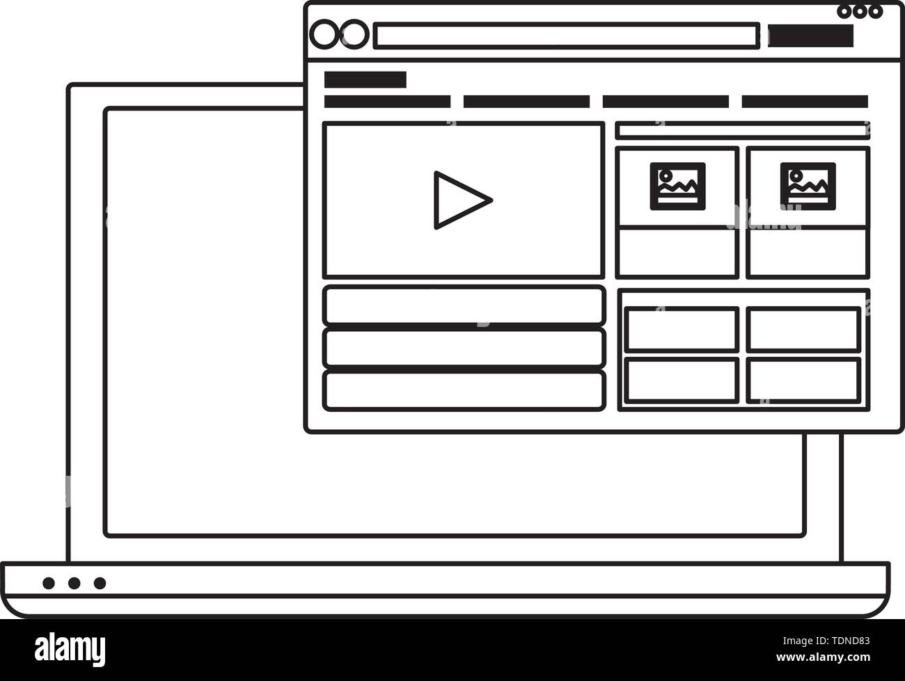 computer screen techonology icon cartoon in black and white Stock ...