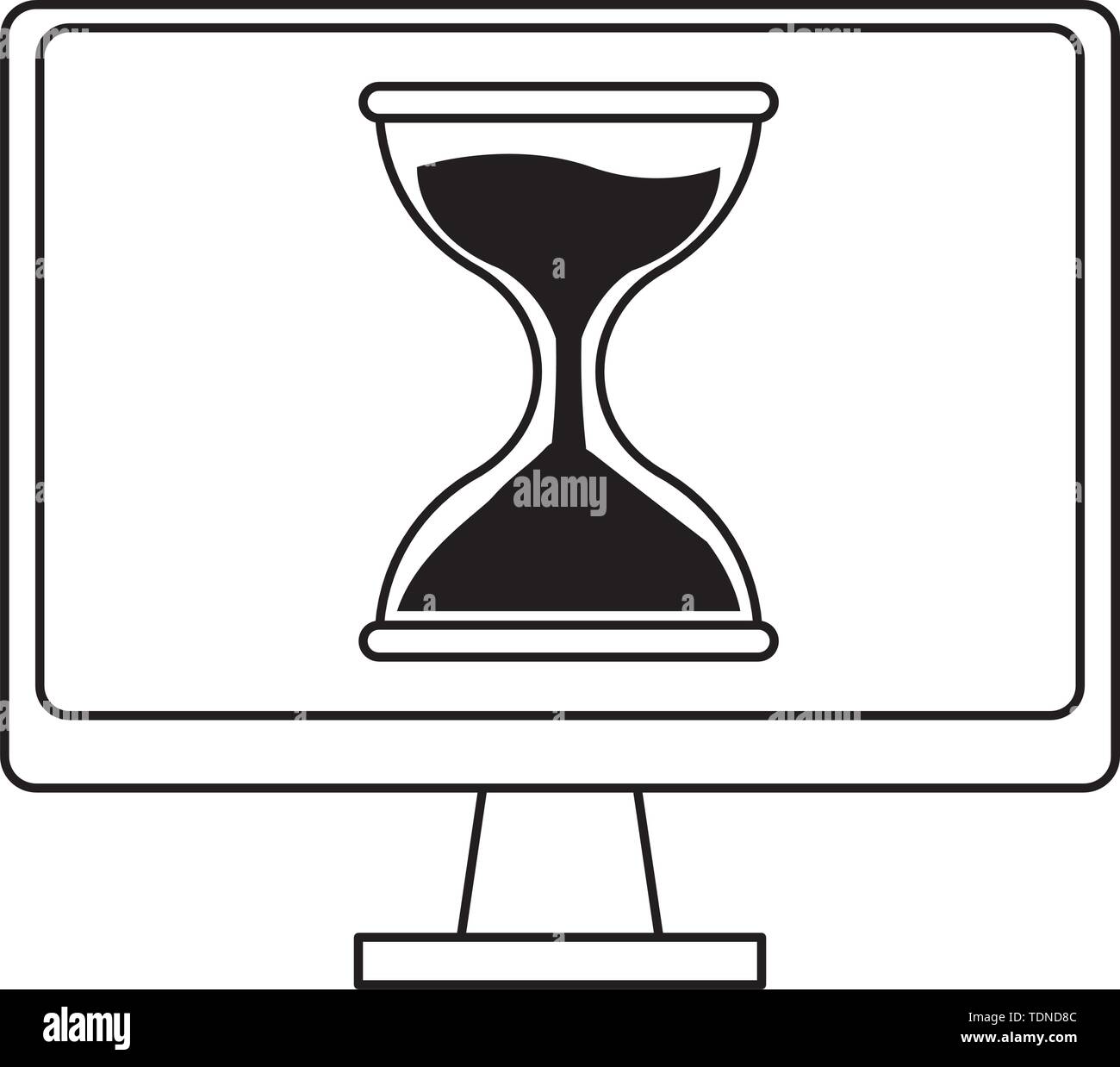 computer screen techonology icon cartoon in black and white Stock ...