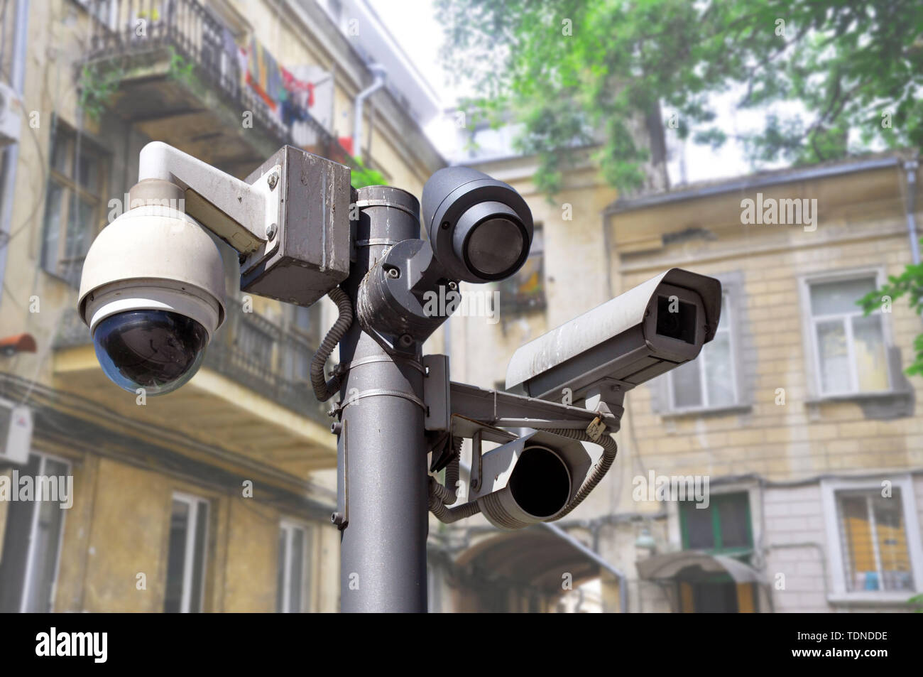 closed circuit camera Multi-angle CCTV system on the background of the ...