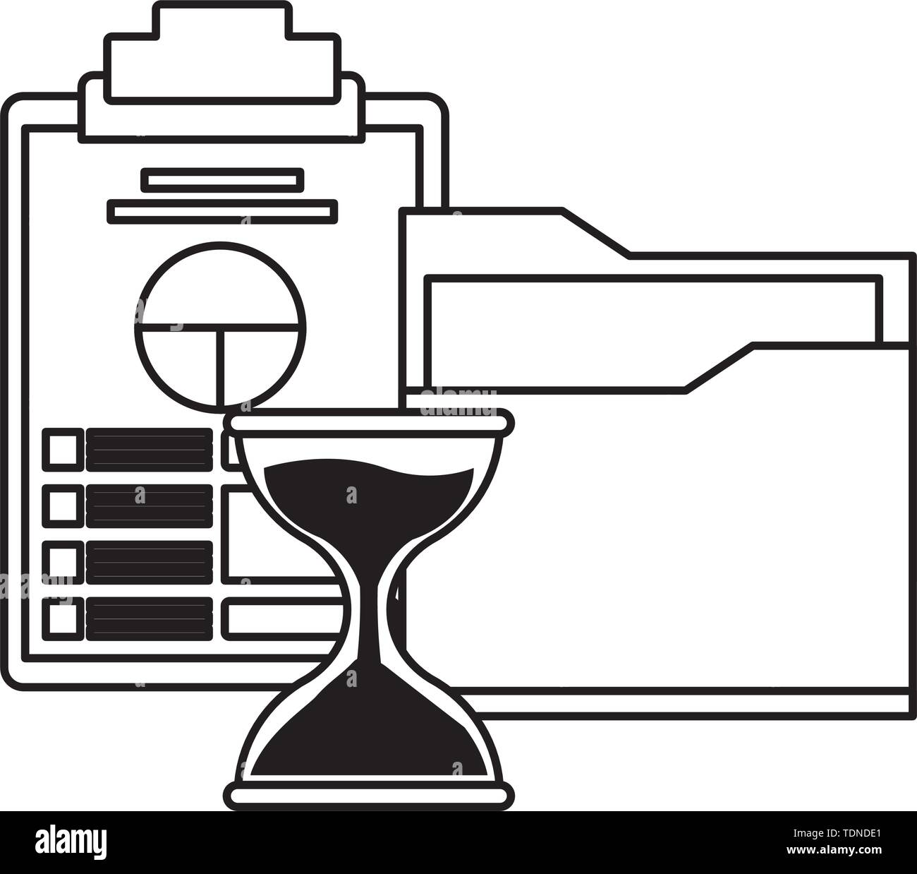 documents folder files icon cartoon in black and white Stock Vector ...