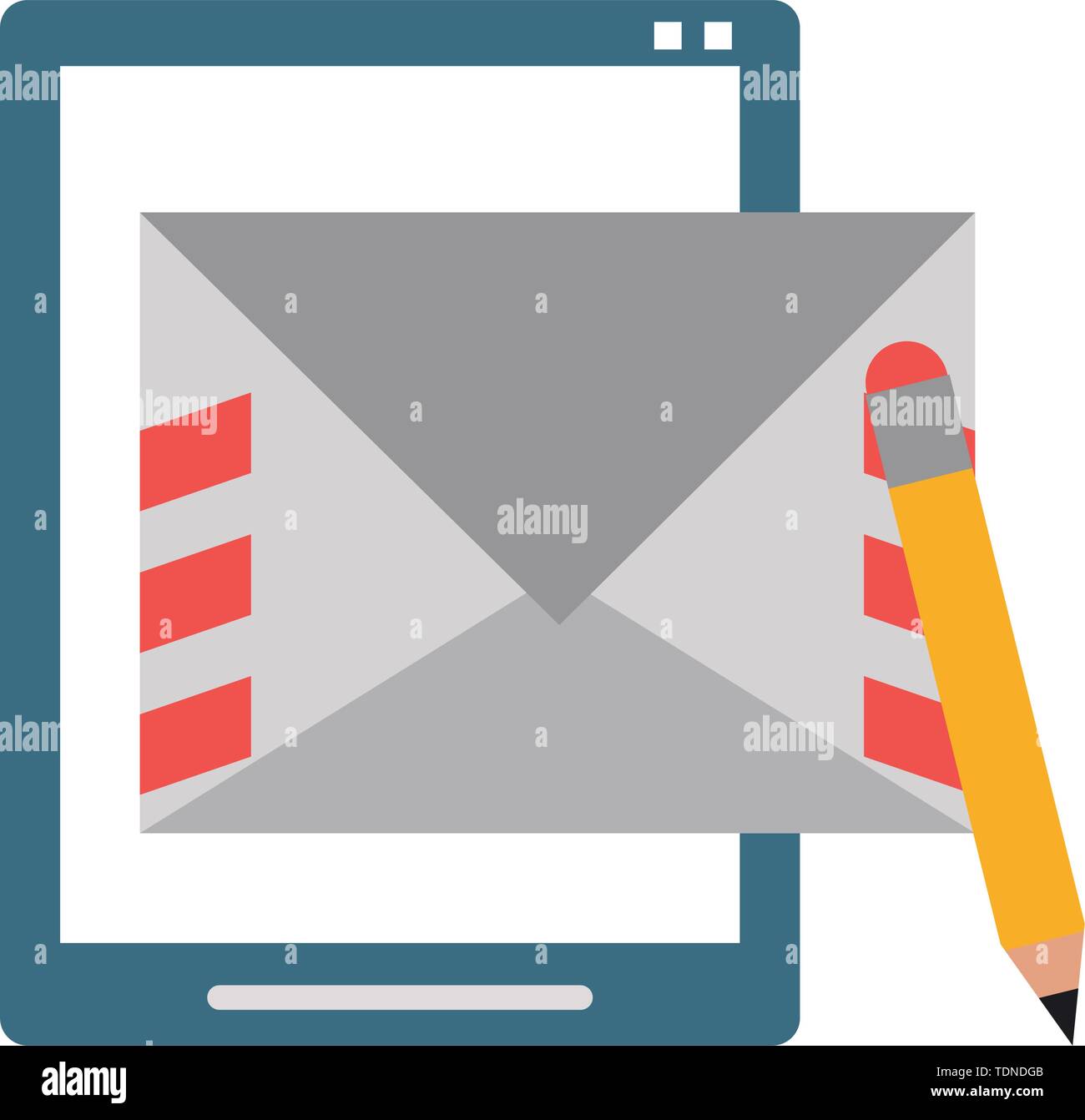 Tablet and letter with pencil symbol Stock Vector Image & Art - Alamy