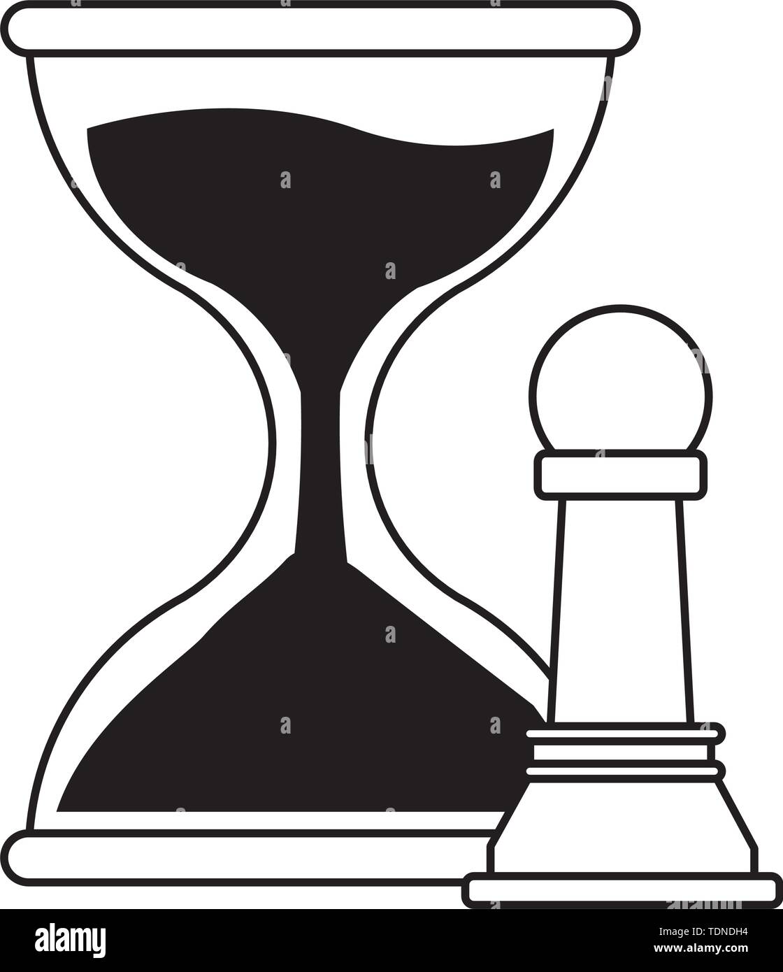 hourglass sand timer icon cartoon in black and white Stock Vector Image ...