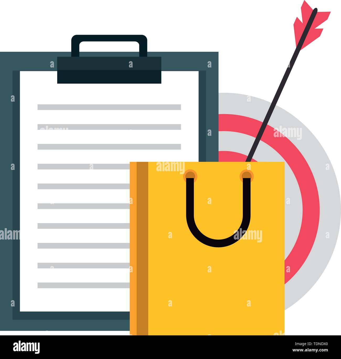Shopping bag and clipboard with target symbols Stock Vector Image & Art ...