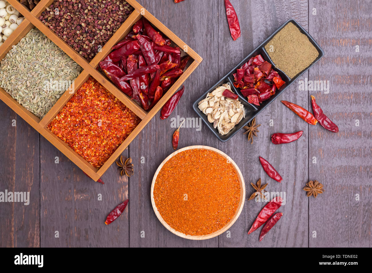All kinds of seasonings, Chinese seasonings, high angle overhead shot ...