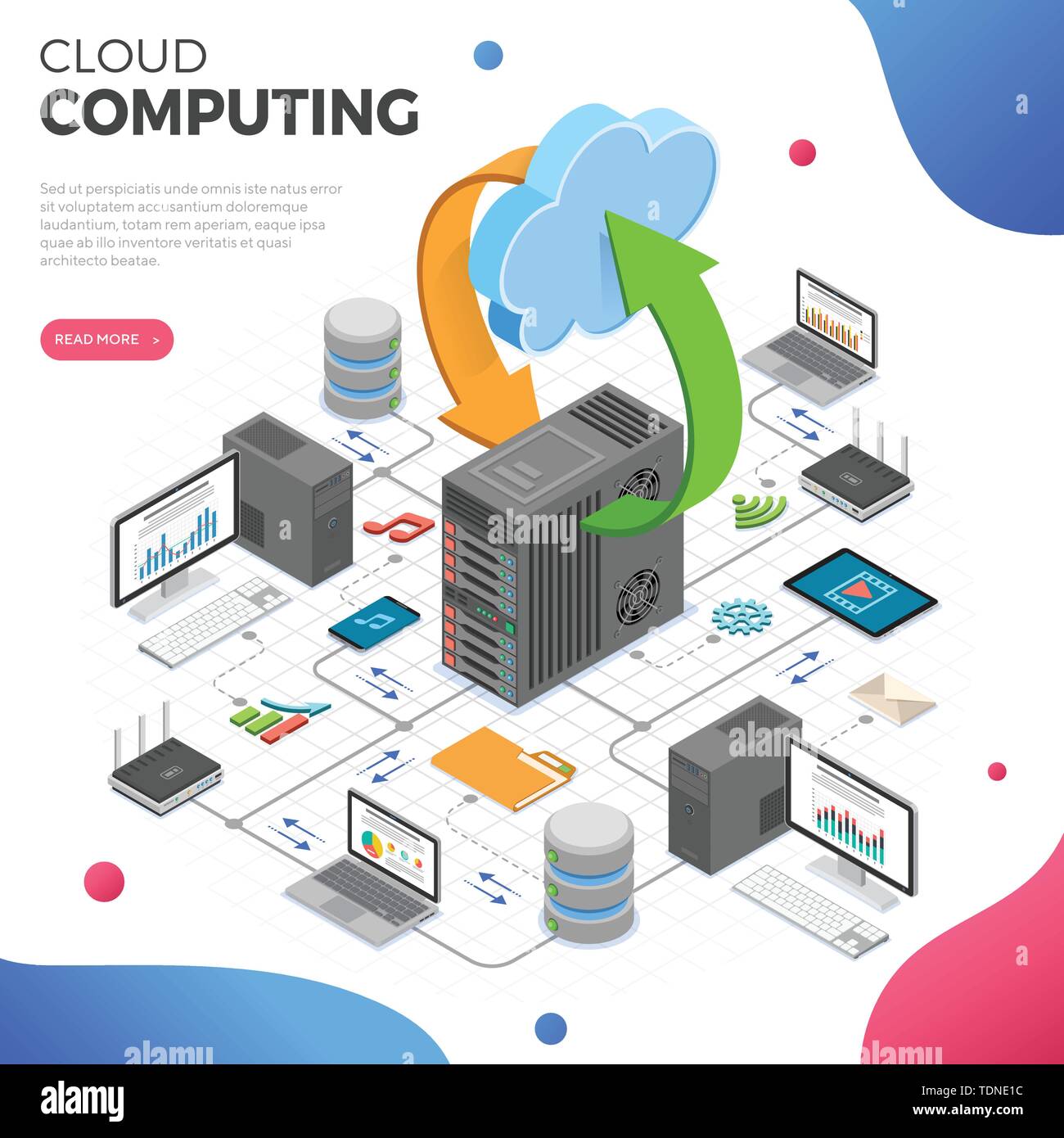 Data Network Cloud Computing Technology Isometric Stock Vector Image