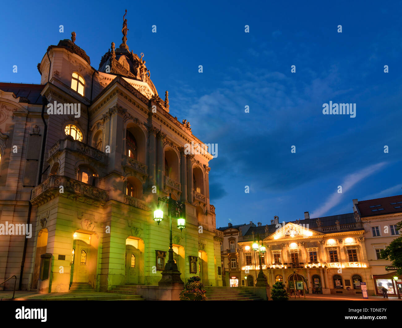 Kosice (Kaschau): main square Hlavna, State Theatre in , , Slovakia ...