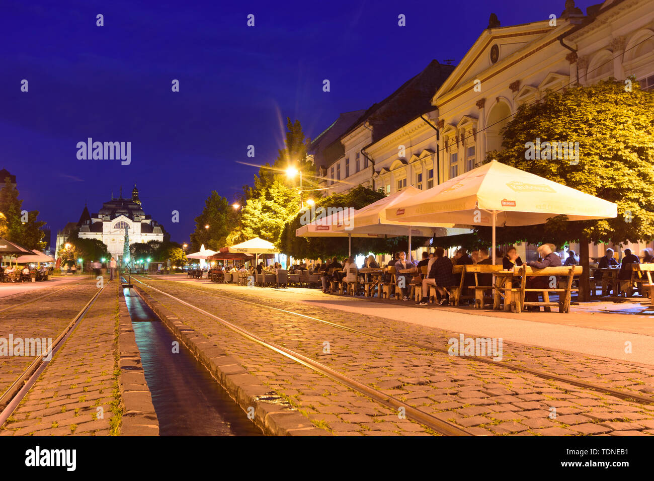 Kosice (Kaschau): main square Hlavna, State Theatre in , , Slovakia ...