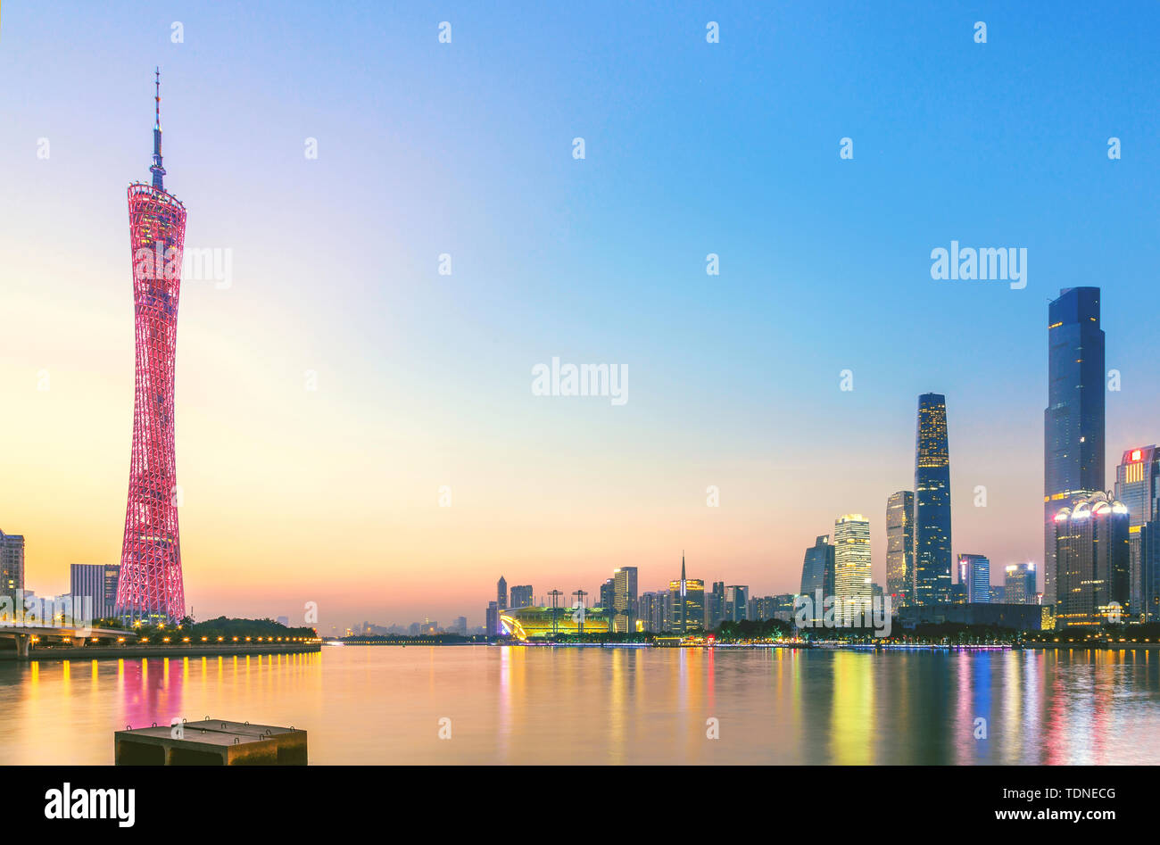 Night view of Guangzhou City Architecture Stock Photo - Alamy