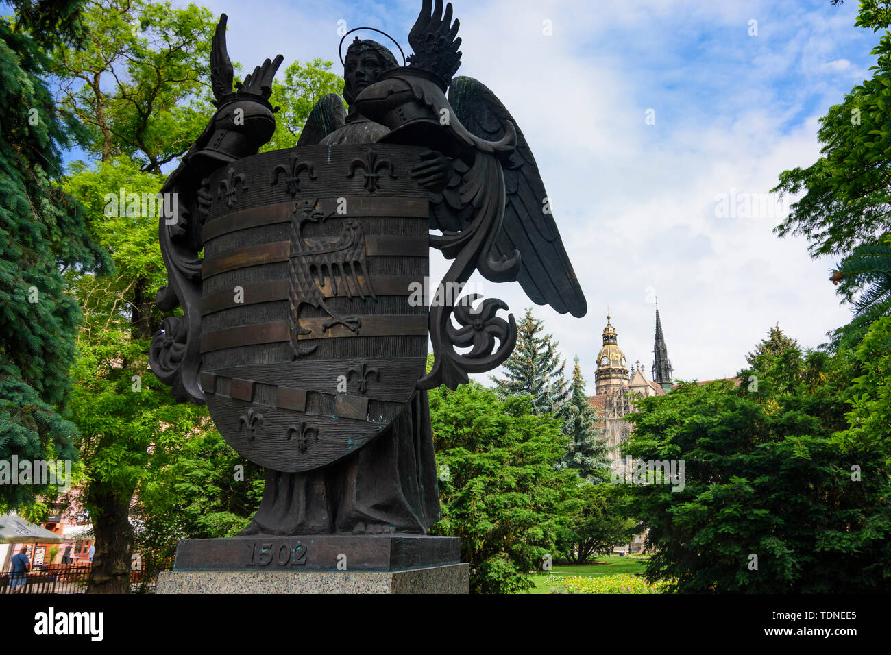 Kosice (Kaschau): municipal coat of arms, St. Elisabeth's Cathedral in ...