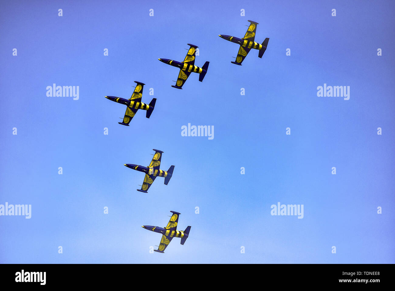 Aircraft formation in the sky Stock Photo - Alamy