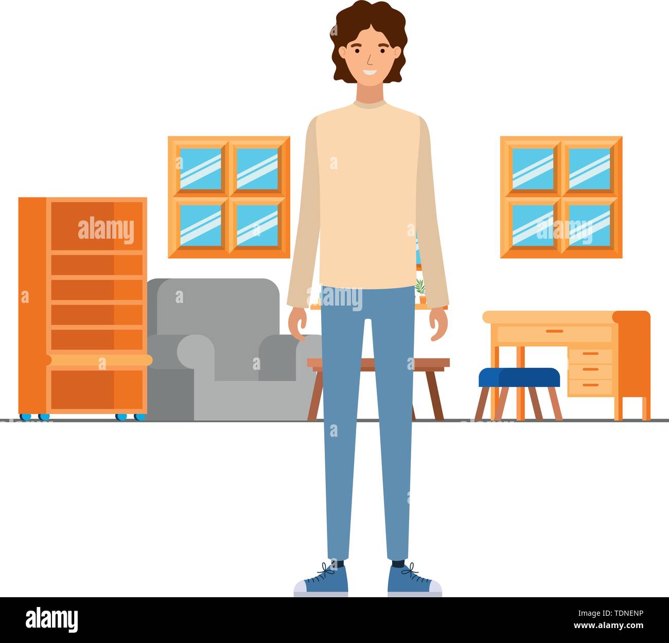 man standing in the work office with white background Stock Vector ...