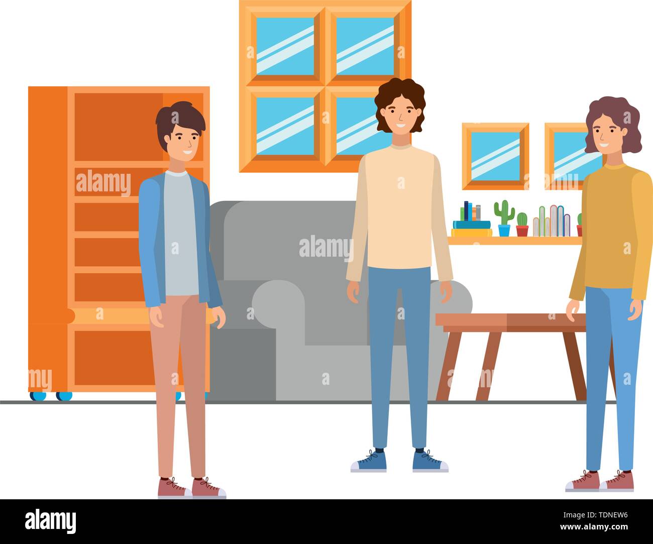 men standing in the work office with white background Stock Vector ...