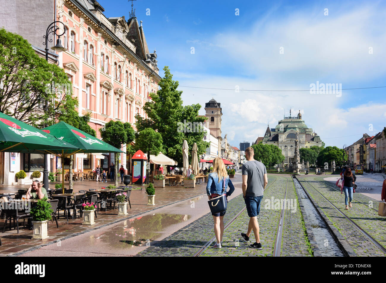 Kosice (Kaschau): main square Hlavna, University Church, Immaculata ...