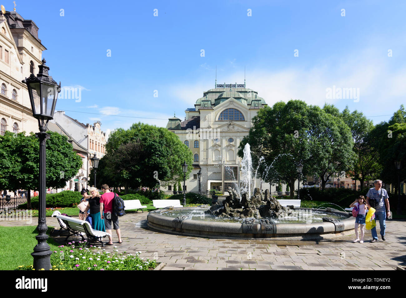 Kosice (Kaschau): main square Hlavna, State Theatre in , , Slovakia ...