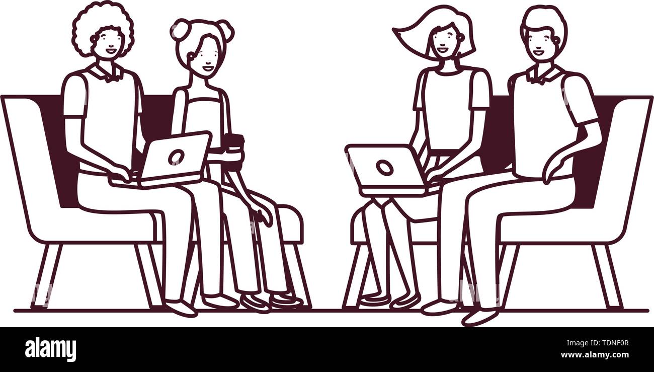 On chairs group people Stock Vector Images - Alamy