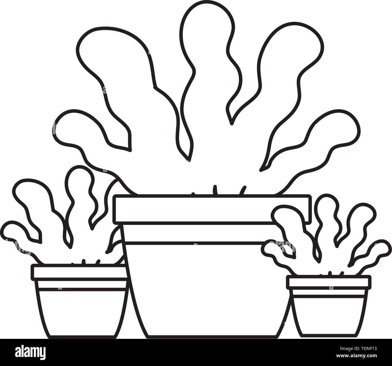 avatar plant pots icon cartoon in black and white Stock Vector Image ...