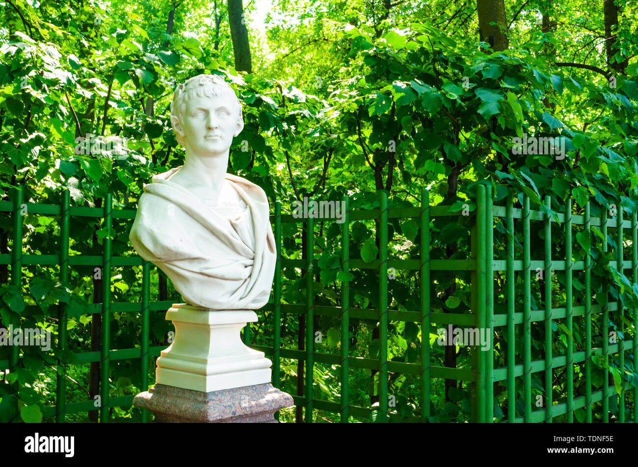 St Petersburg, Russia - June 6, 2019. The sculpture of Roman Emperor ...