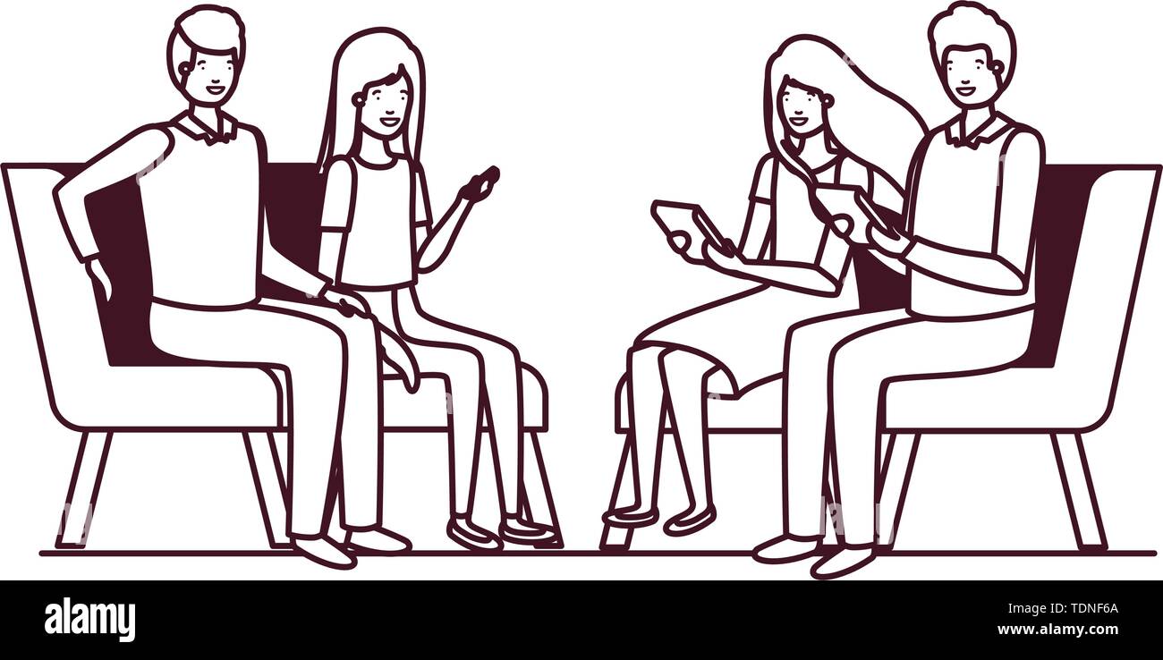 On chairs group people Stock Vector Images - Alamy