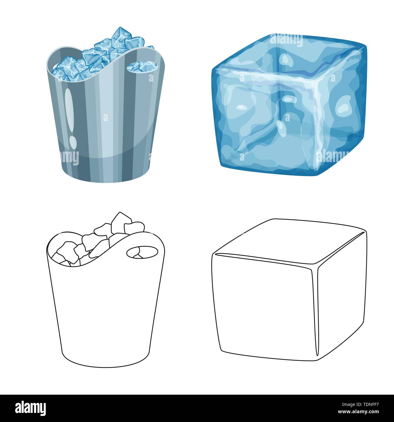 Vector illustration of texture and frozen symbol. Set of texture and ...