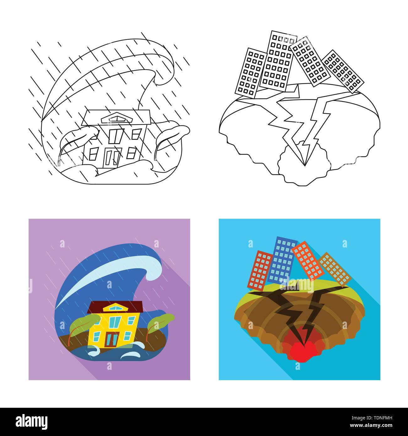 Vector design of weather and distress icon. Collection of weather and ...