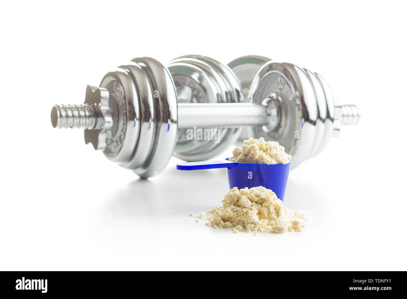 Whey protein powder in scoop isolated on white background Stock Photo ...