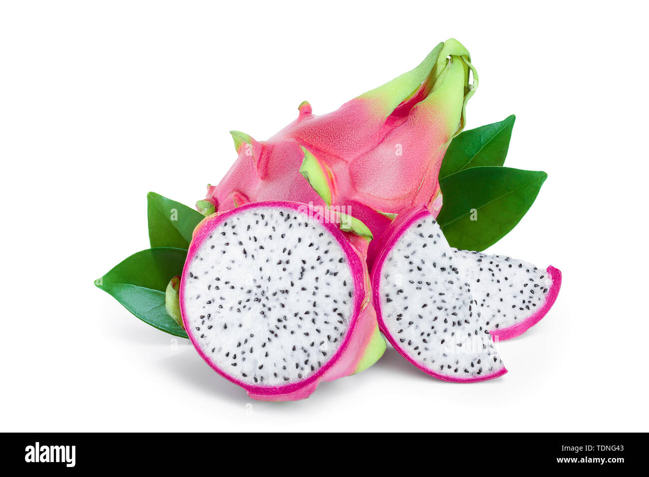 Ripe Dragon fruit, Pitaya or Pitahaya isolated on white background ...