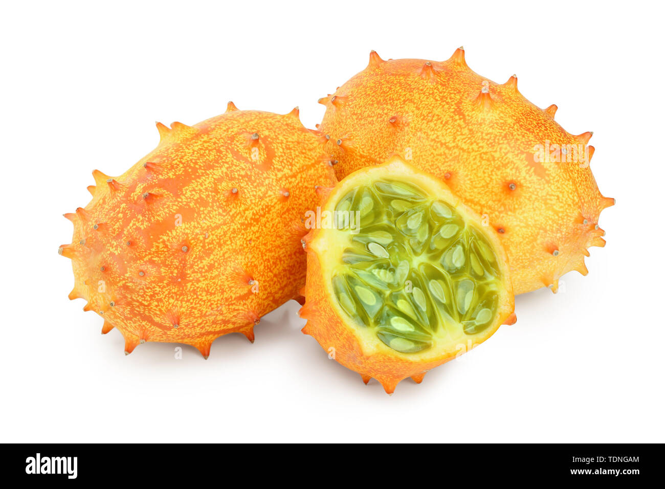 Kiwano or horned melon isolated on white background Stock Photo - Alamy