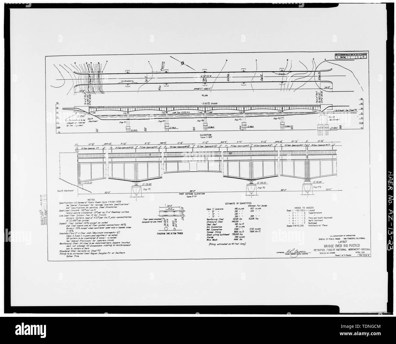 Photocopy of original construction drawing, dated April 1931, from ...