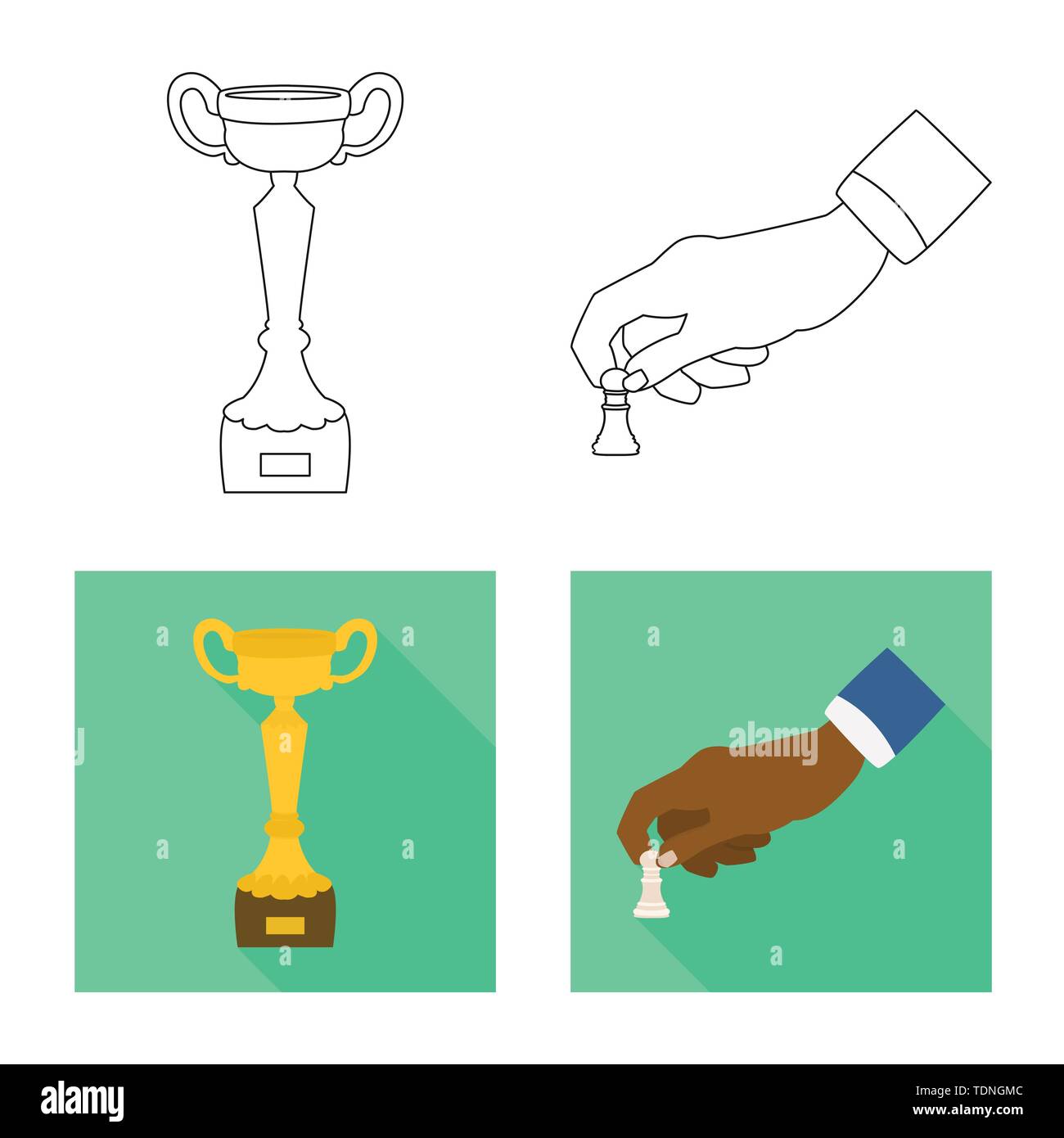 Vector illustration of checkmate and thin sign. Collection of checkmate ...