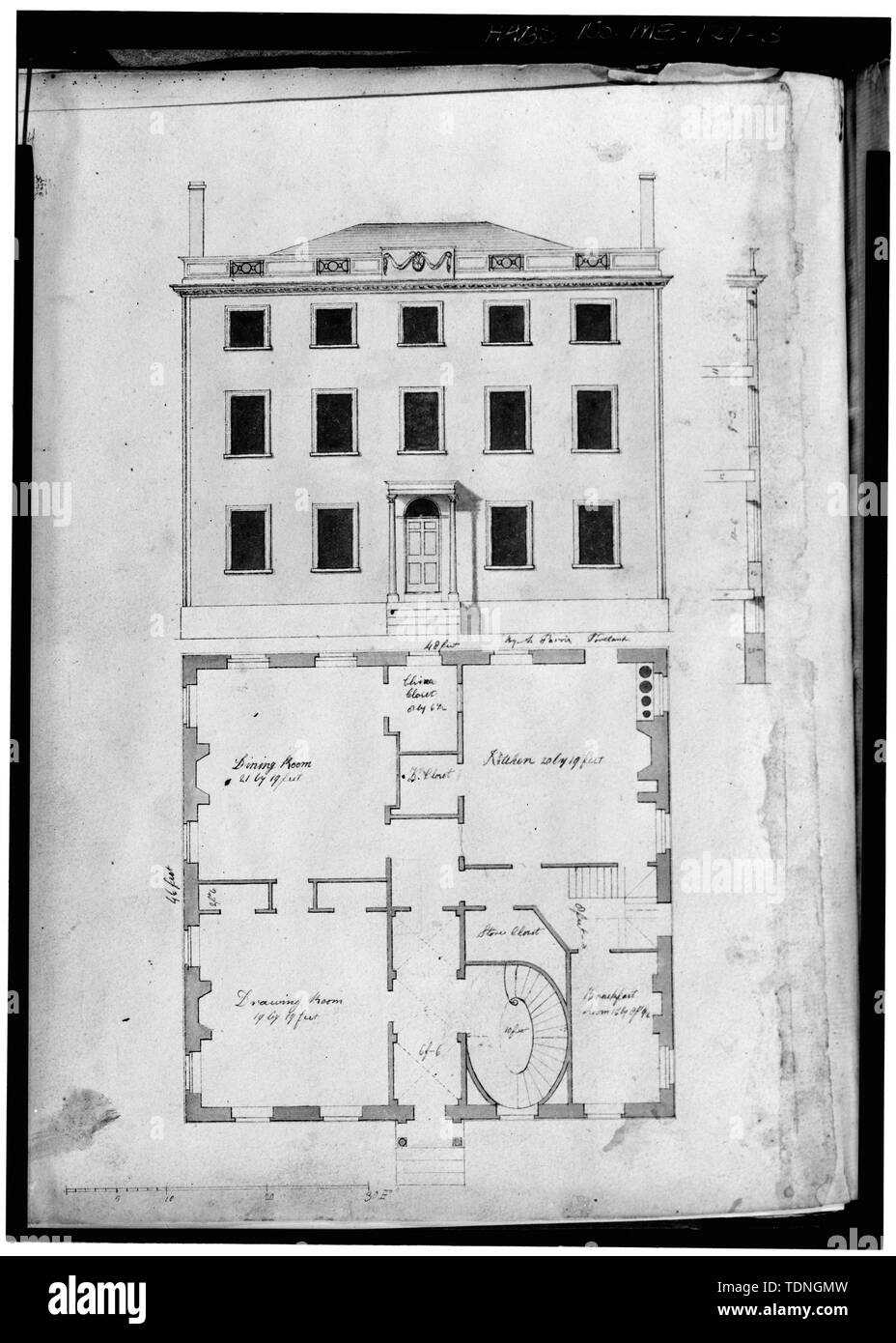 Photocopy of original plans and elevations (from the Boston Athenaeum ...