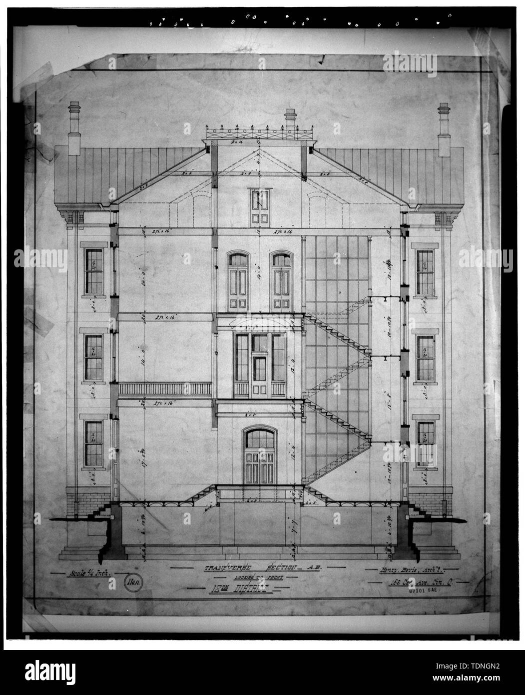 Photocopy of original plans by architect Henry Bevis, c.1881 (original ...