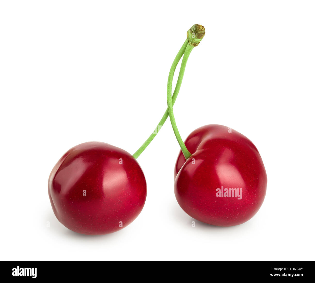 Sweet red cherries isolated on white background macro Stock Photo - Alamy