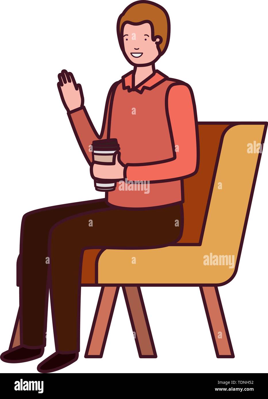 Man sitting on plastic chair Stock Vector Images - Alamy