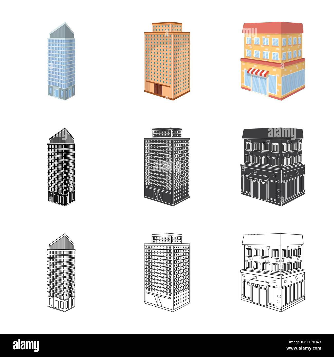 Isolated object of construction and building symbol. Set of ...