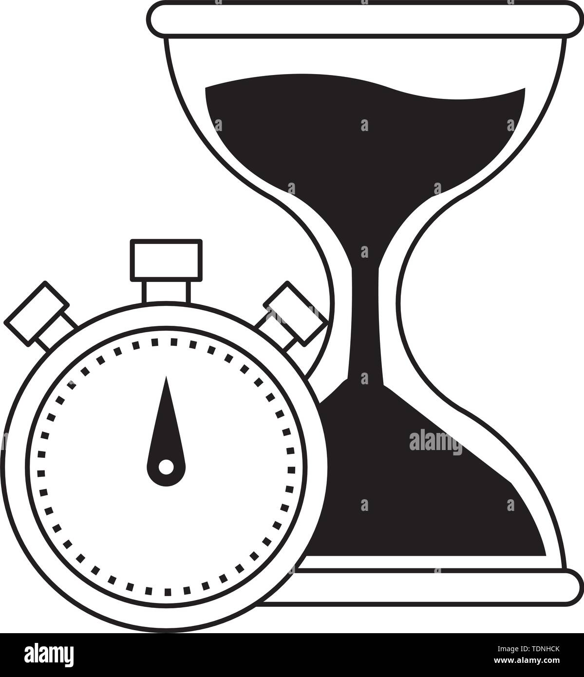 hourglass sand timer icon cartoon in black and white Stock Vector Image ...